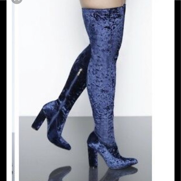 Shoes | New Blue Velvet Boots | Poshmark